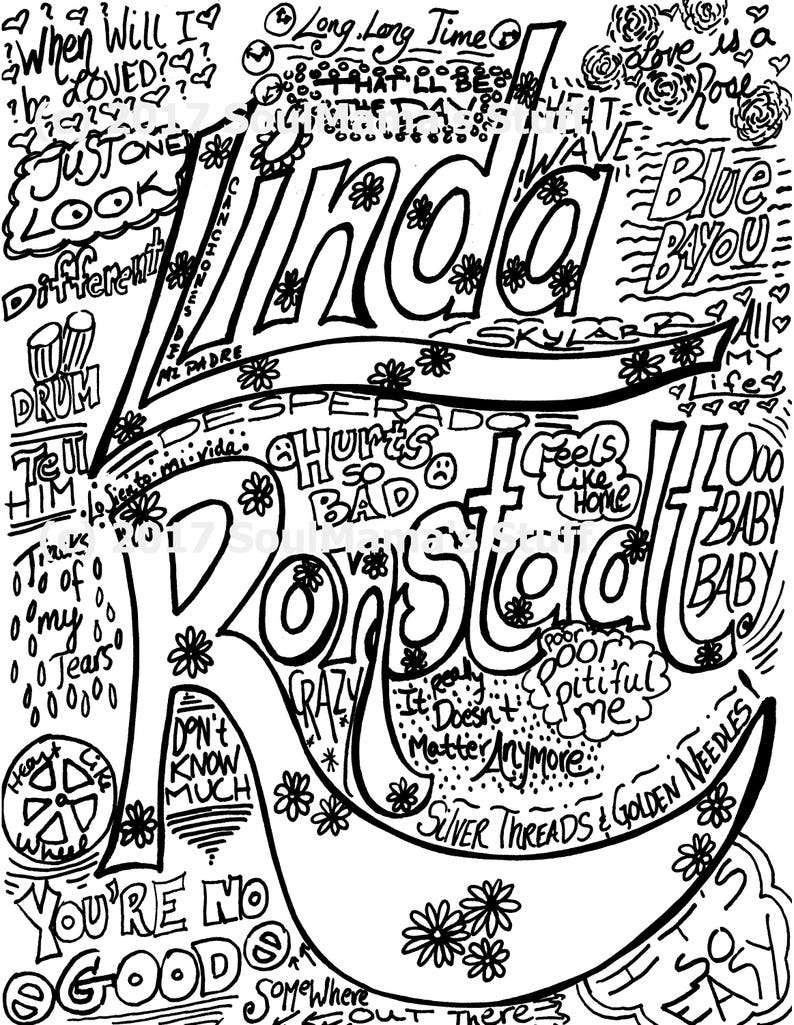Linda Ronstadt, Coloring Page, Ladies of Song, Digital Download, 8.5X11 ...