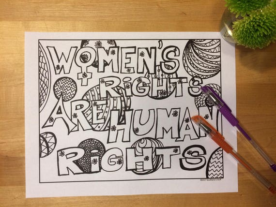 Women's Rights Are Human Rights Coloring Page Digital | Etsy