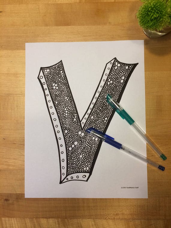Tiny Bubbles Capital Letter V Coloring Page Digital | Etsy