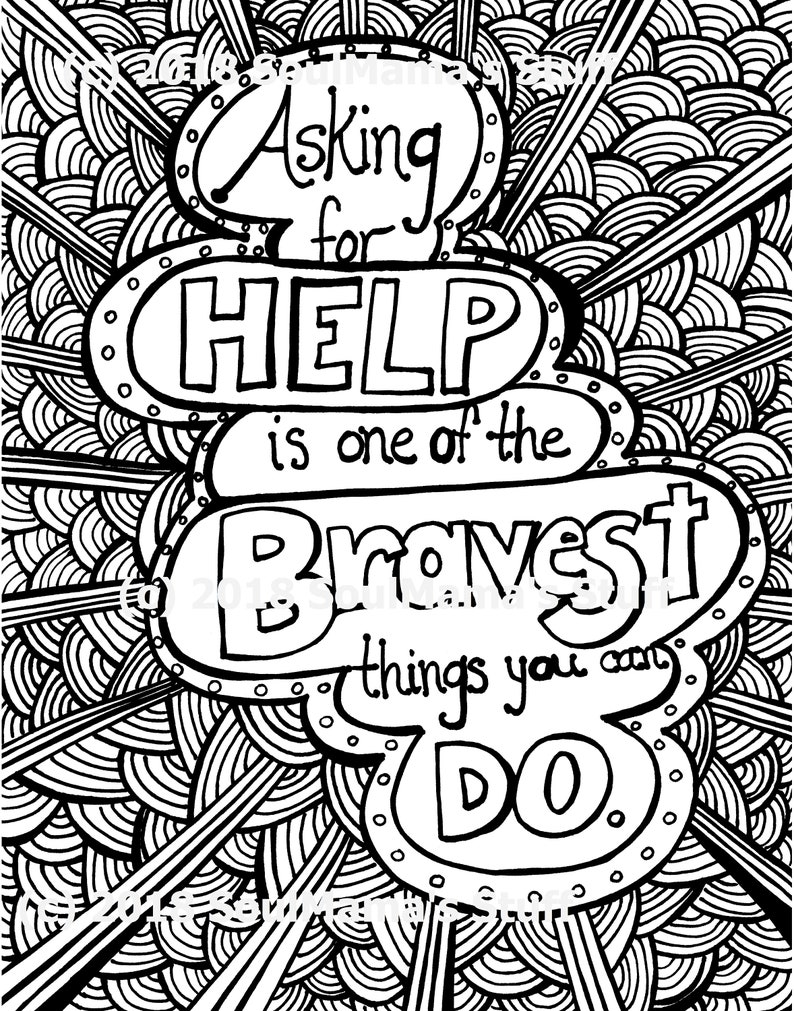 Asking for Help is One of the Bravest Things You Can Do, Coloring Page ...