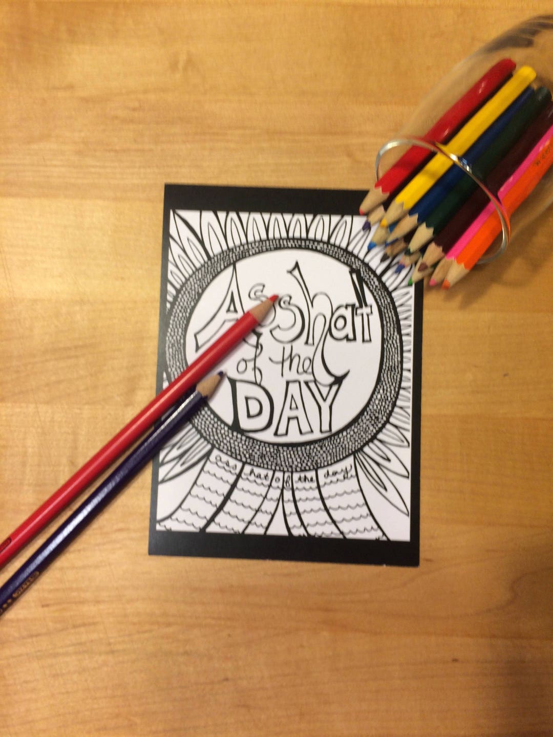 Asshat of the Day Coloring Postcard, Adult Coloring, Swear Words ...