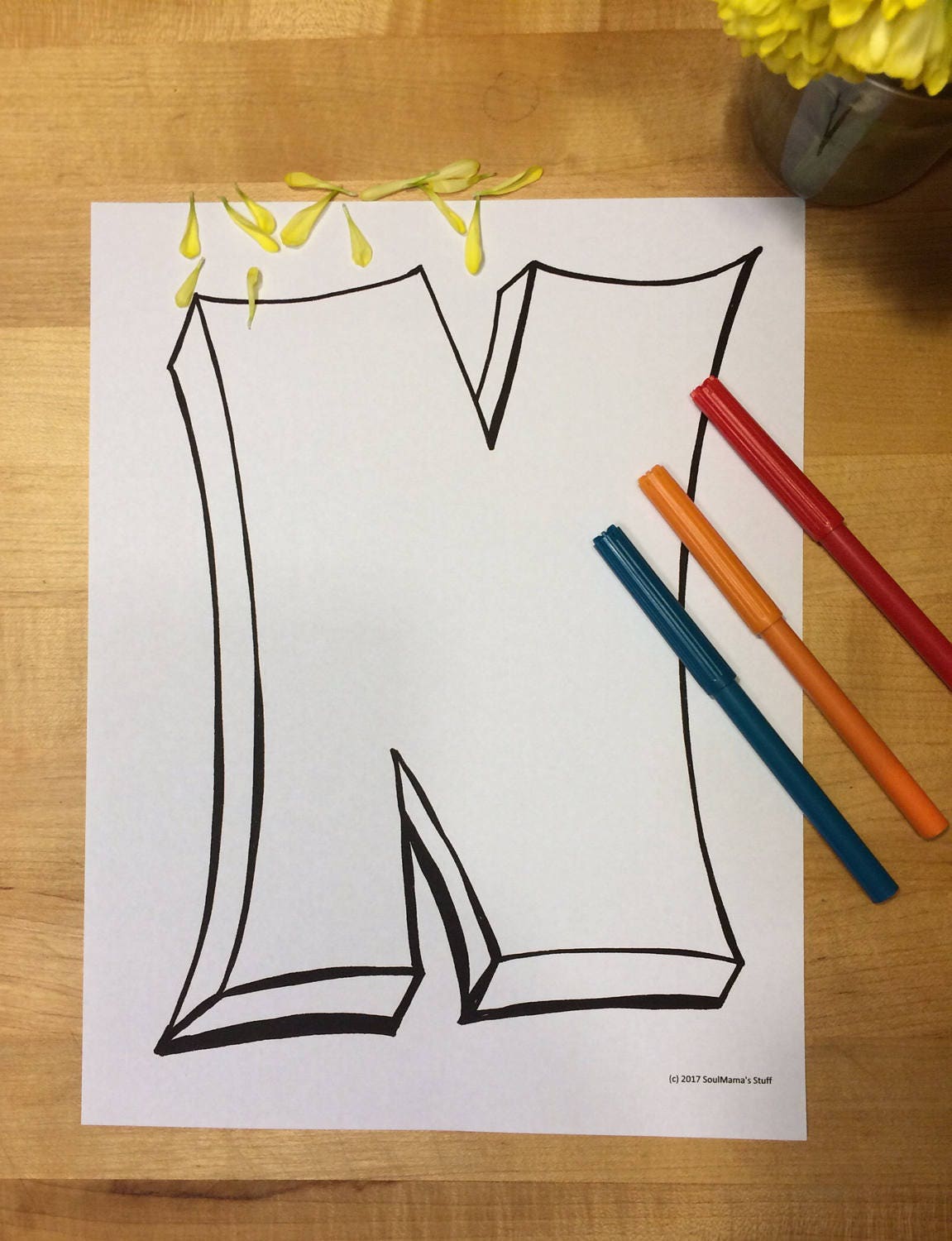 Blank Capital Letter N, Coloring Page, Digital Download, Printable ...