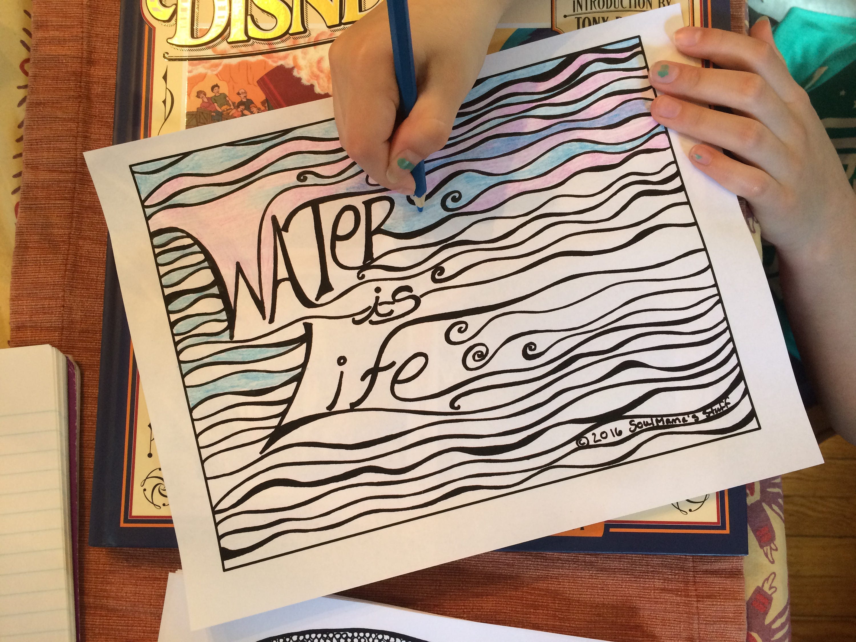 Water is Life, Coloring Page, Digital Download, 8.5X11 PDF, Black and ...