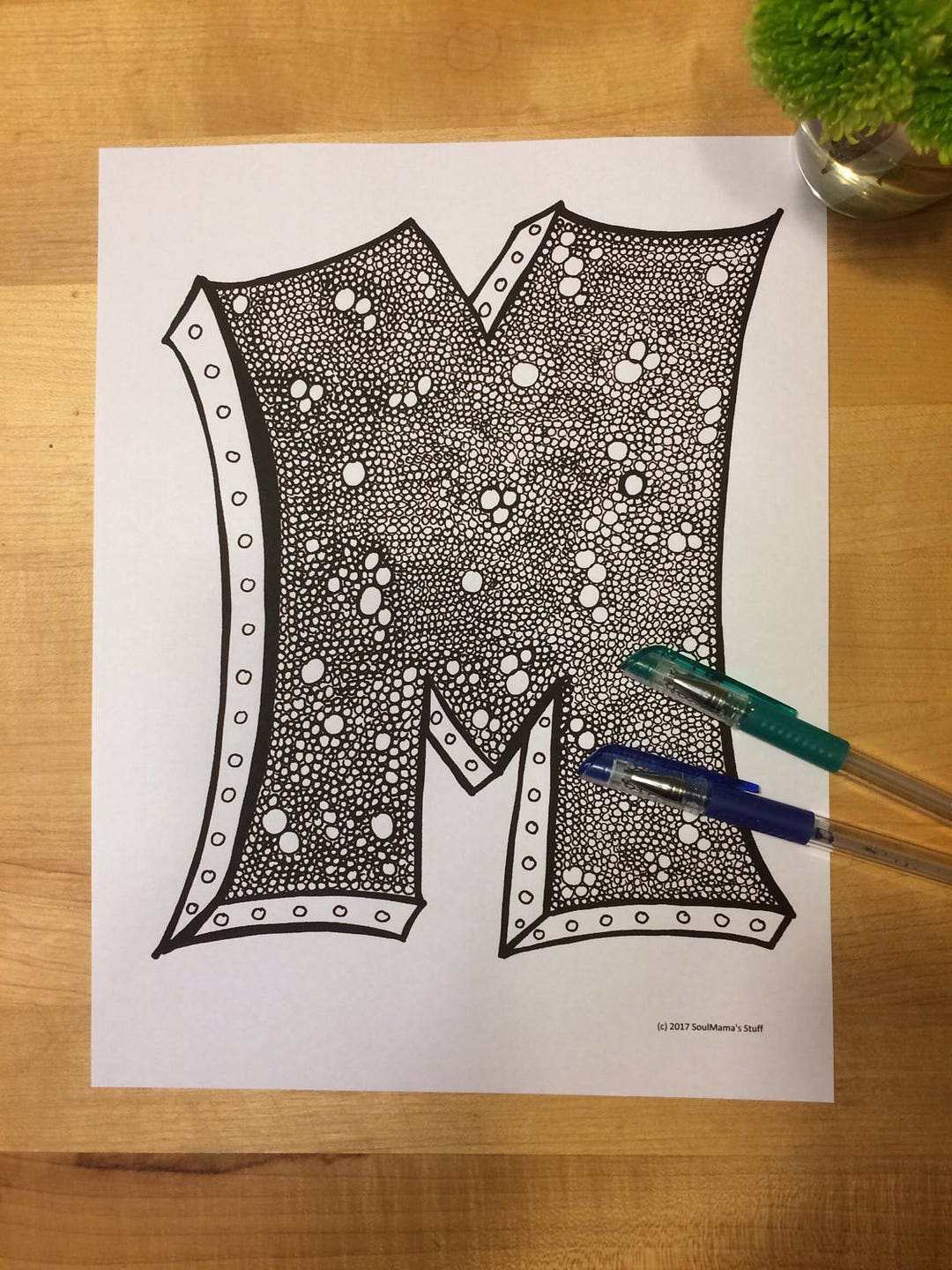 Tiny Bubbles Capital Letter M, Coloring Page, Digital Download ...