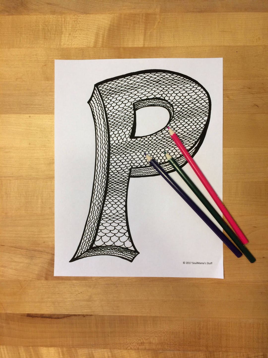 Mermaid Capital Letter P, Coloring Page, Digital Download, Printable ...