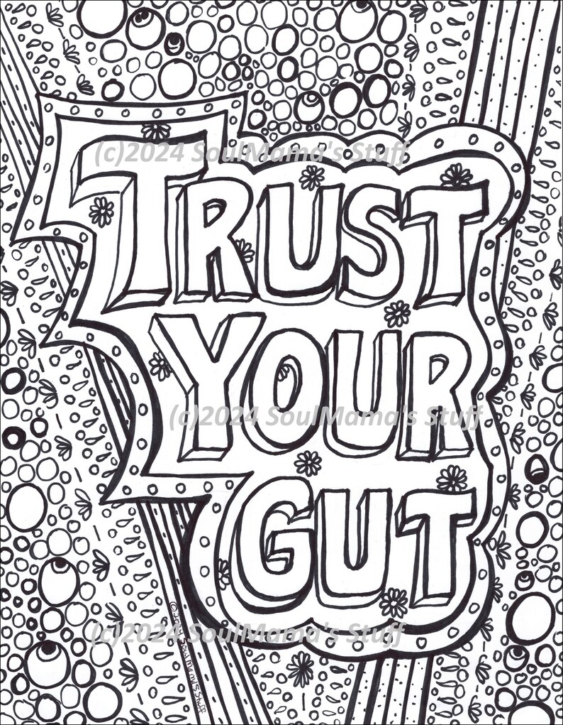 Trust Your Gut, Coloring Page, Digital Download, PDF, Adult Coloring ...