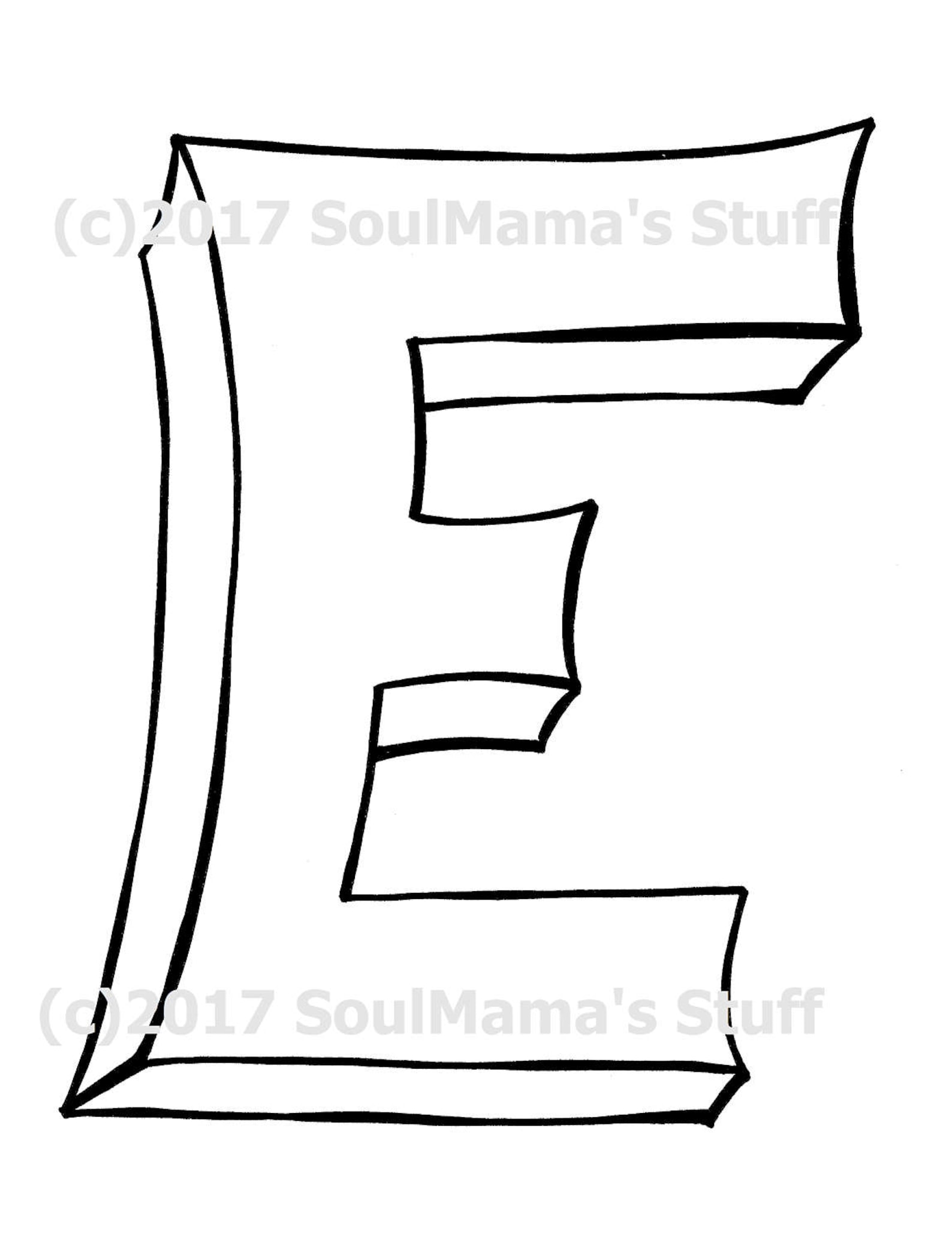 Blank Capital Letter E, Coloring Page, Digital Download, Printable ...