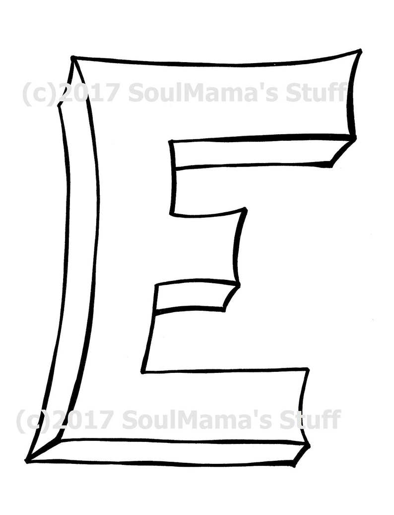 Blank Capital Letter E, Coloring Page, Digital Download, Printable ...