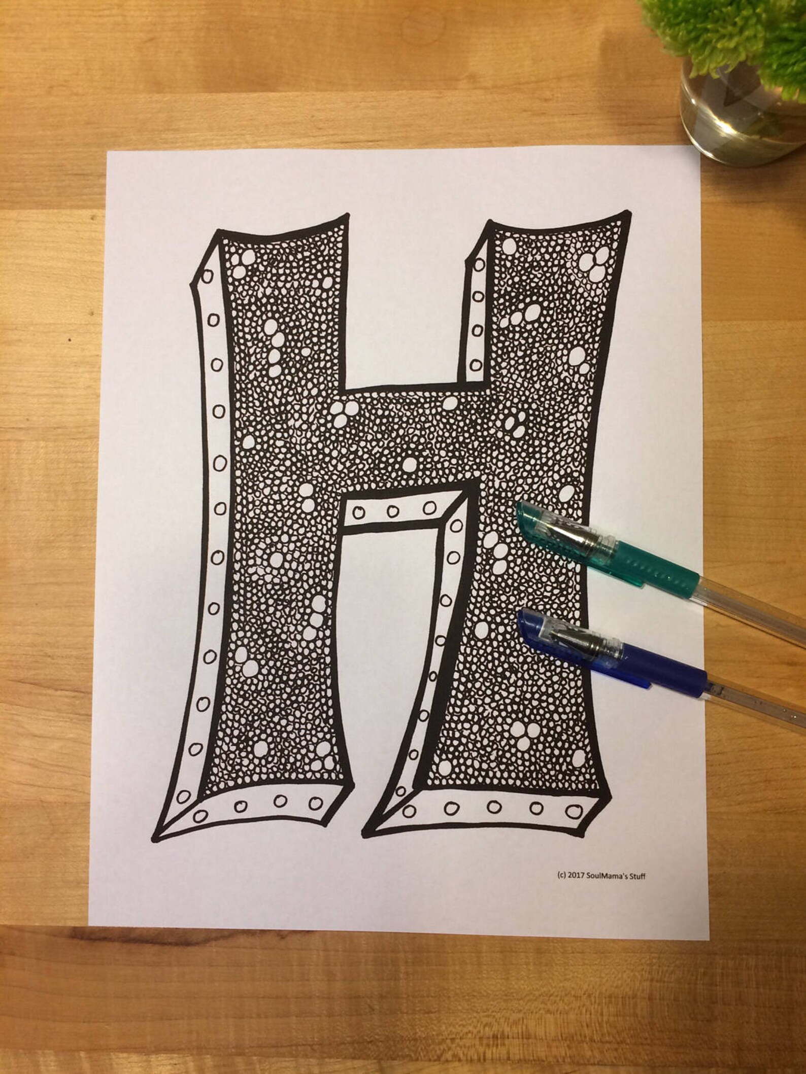 Tiny Bubbles Capital Letter H, Coloring Page, Digital Download ...