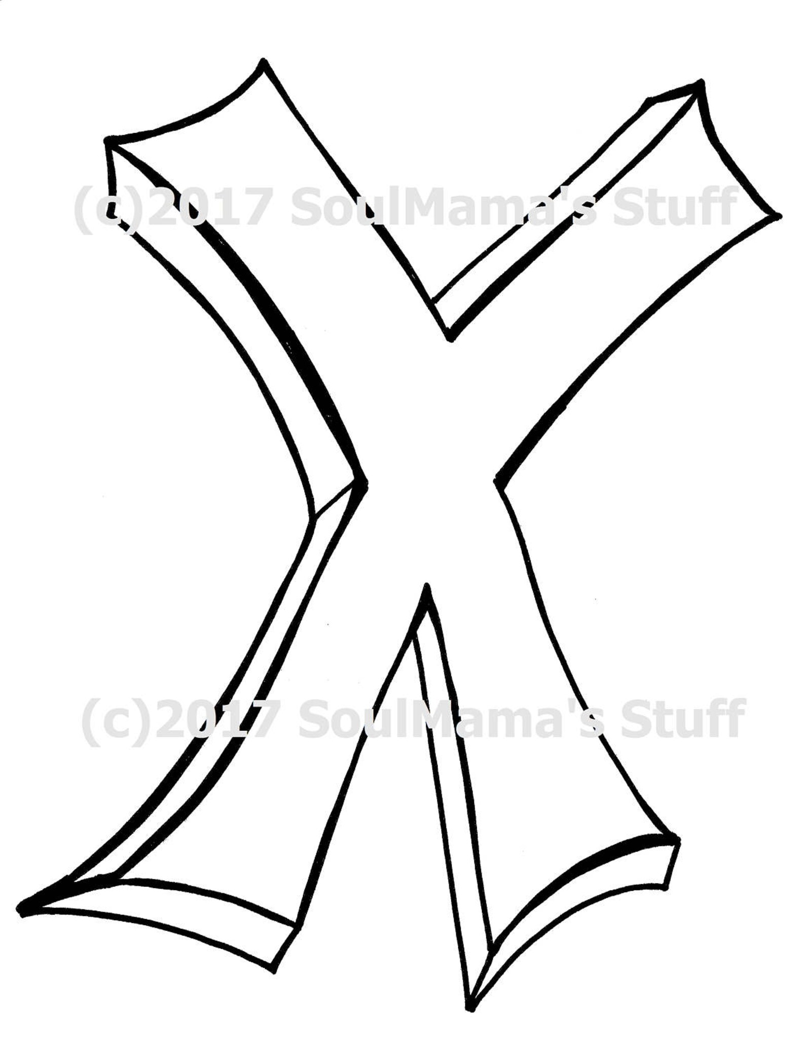 Großbuchstabe X, Malseite, digitaler Download, druckbare Alphabet ...