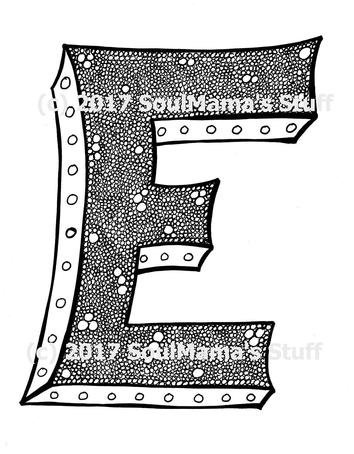Tiny Bubbles Capital Letter E, Coloring Page, Digital Download ...