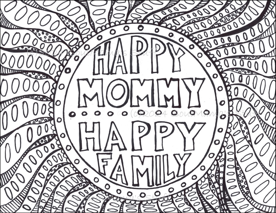 Happy Mommy Happy Family Coloring Page, Digital Download, Printable ...