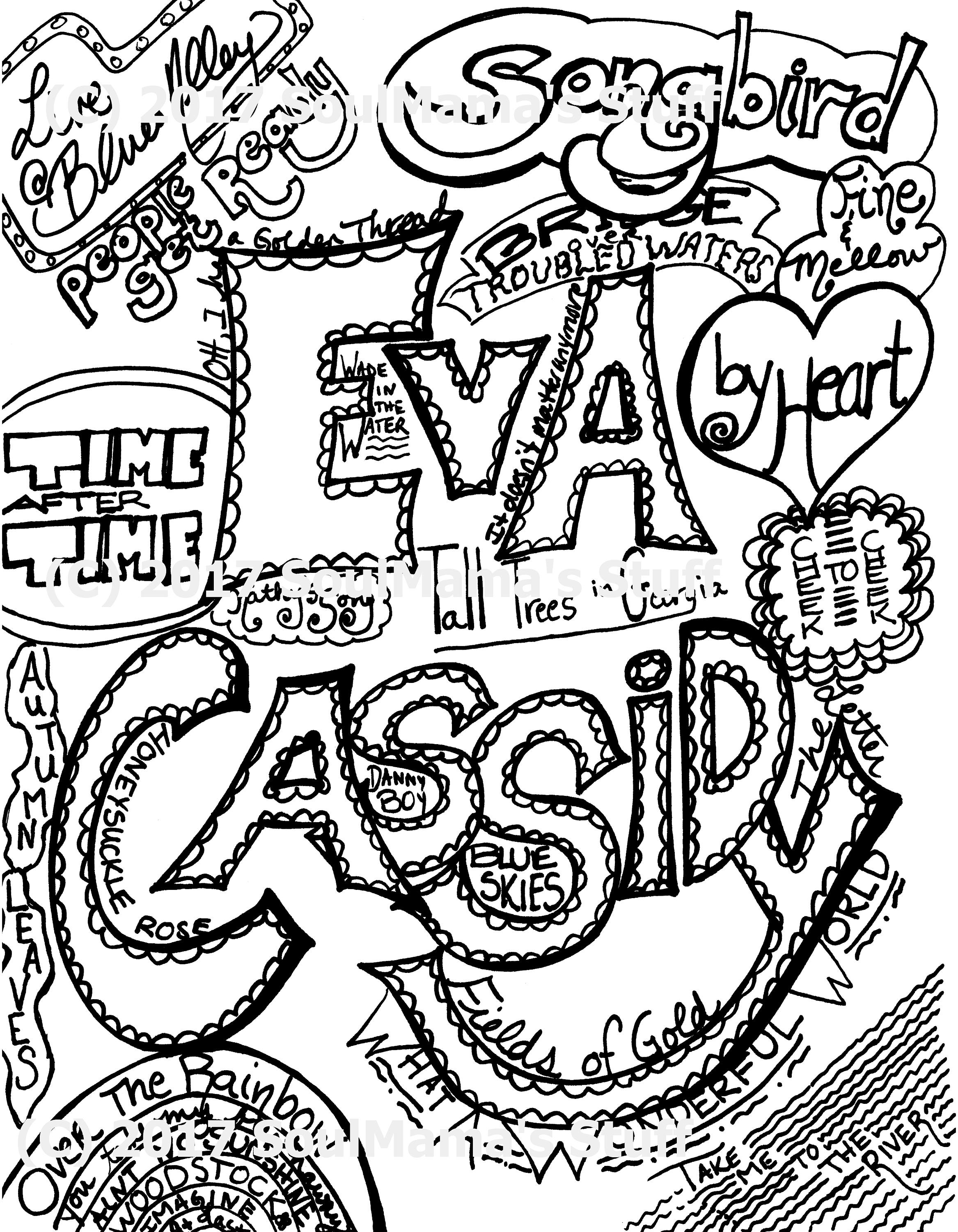 Eva Cassidy, Coloring Page, Ladies of Song, Digital Download, 8.5X11 ...