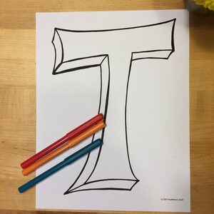 Blank Capital Letter T, Coloring Page, Digital Download, Printable ...