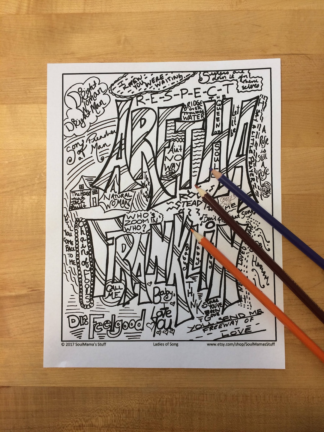 Aretha Franklin, Coloring Page, Ladies of Song, Digital Download ...