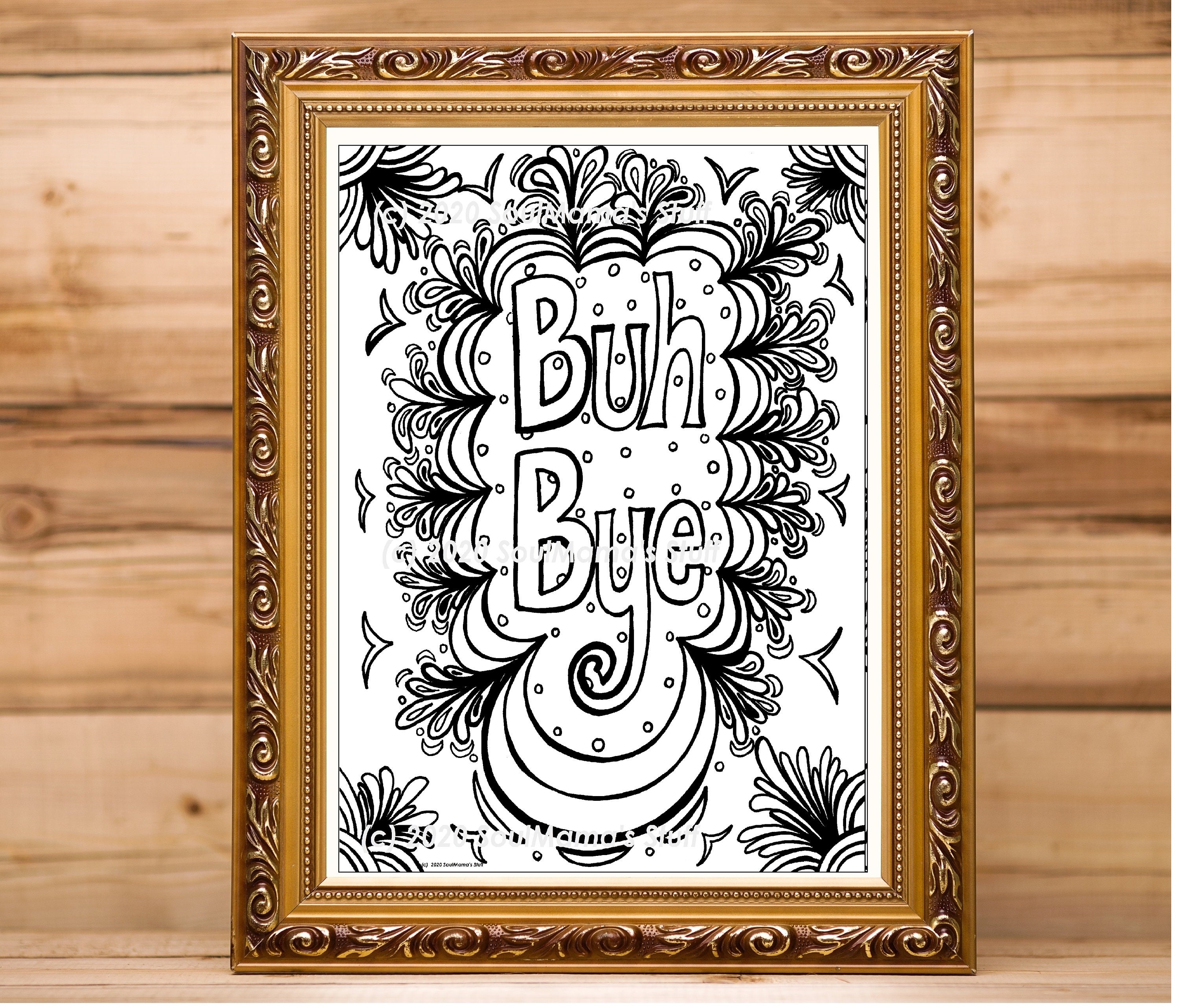 Buh Bye, Coloring Page, Digital Download, PDF, Adult Coloring, Anti ...