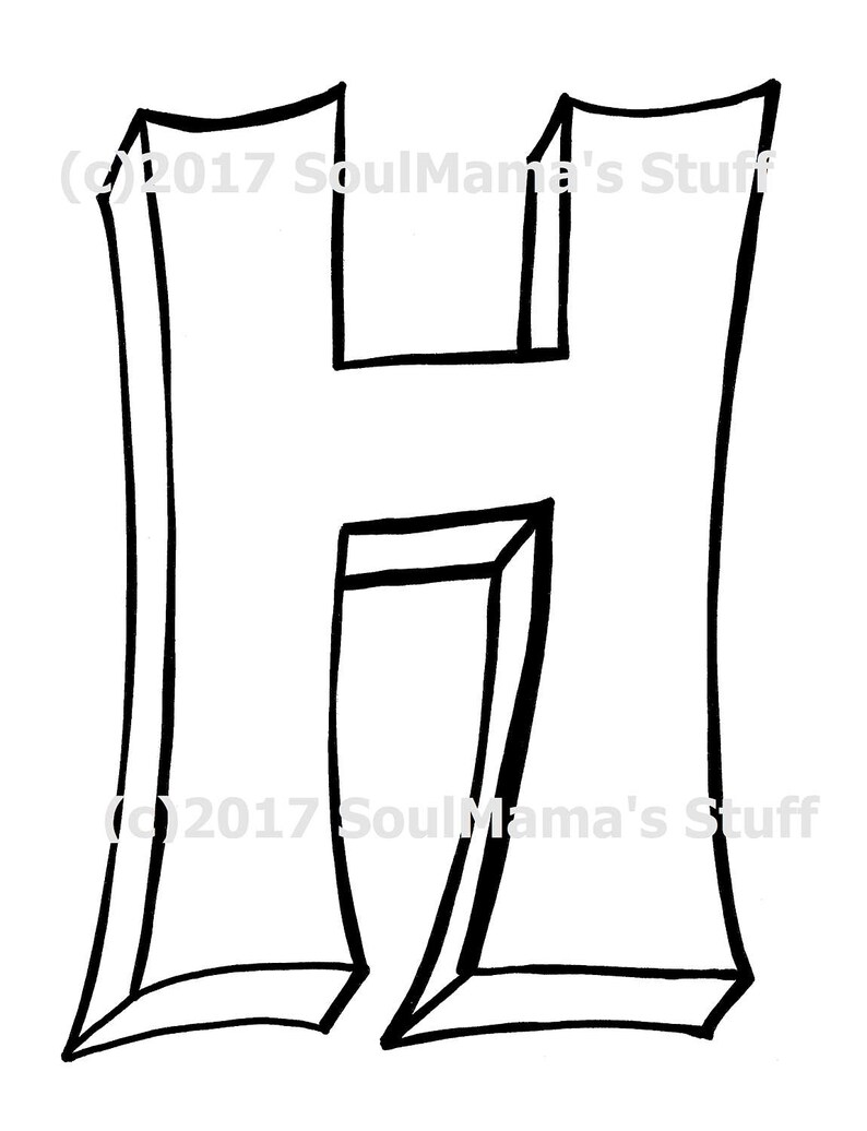 Blank Capital Letter H, Coloring Page, Digital Download, Printable ...