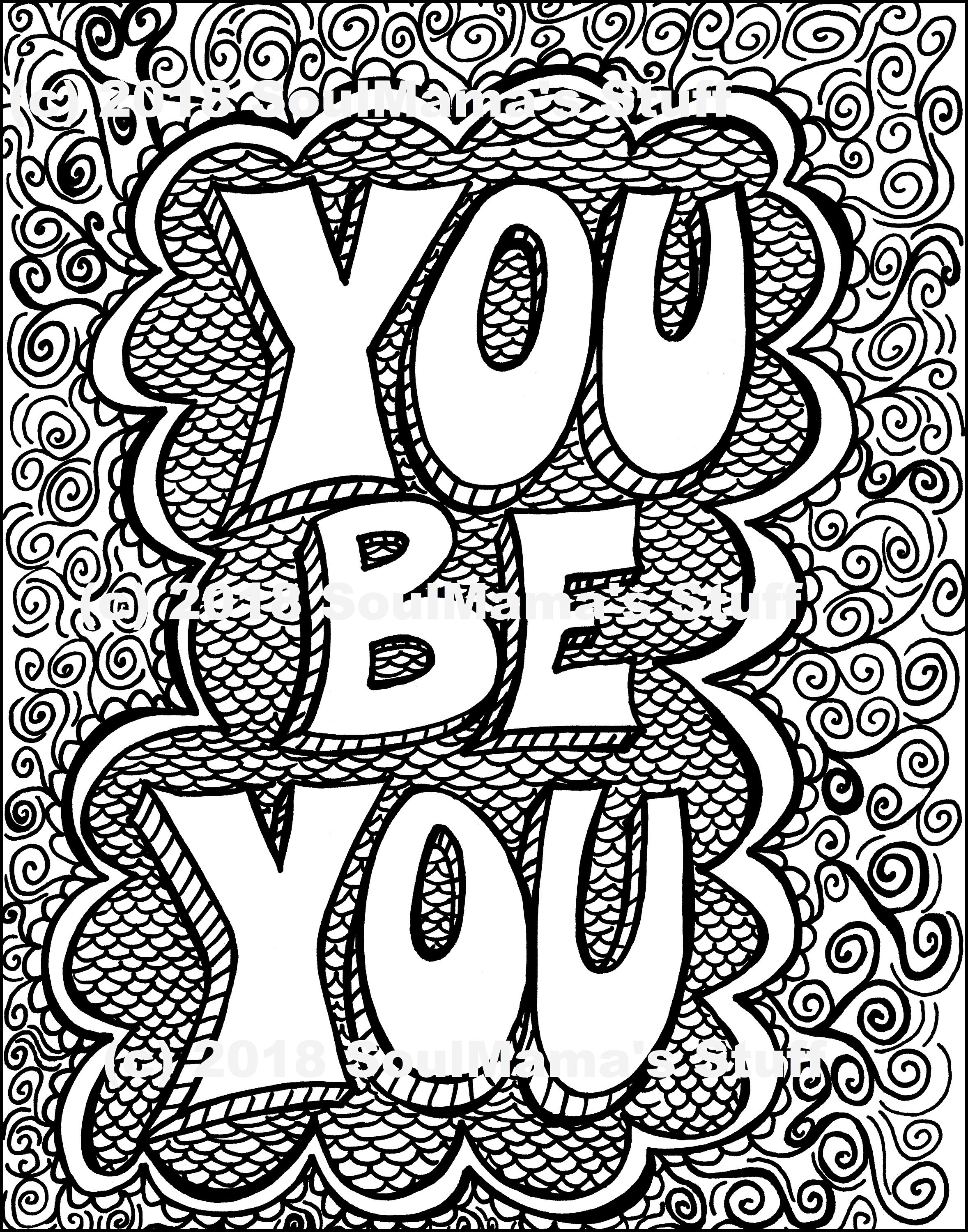 You Be You, Coloring Page, Adult Coloring, Digital Download, Anti ...