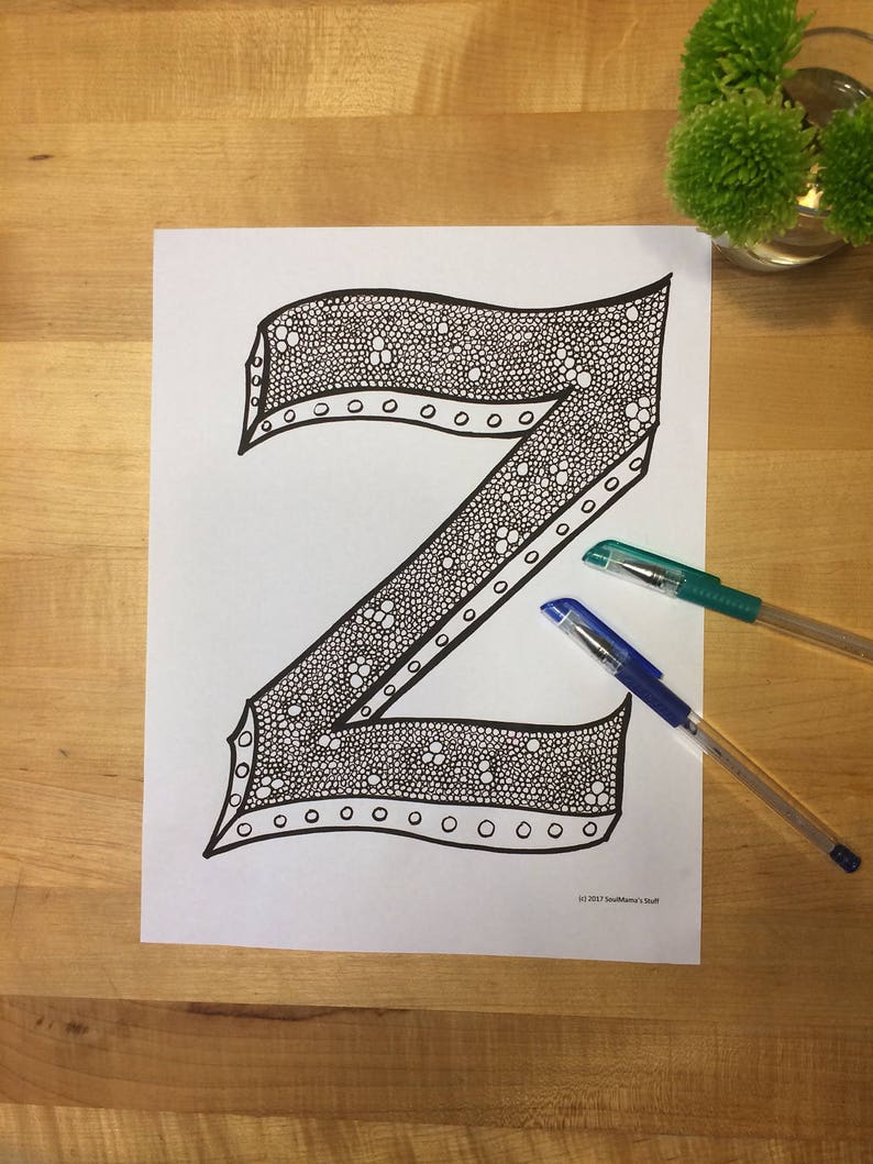 Tiny Bubbles Capital Letter Z, Coloring Page, Digital Download ...
