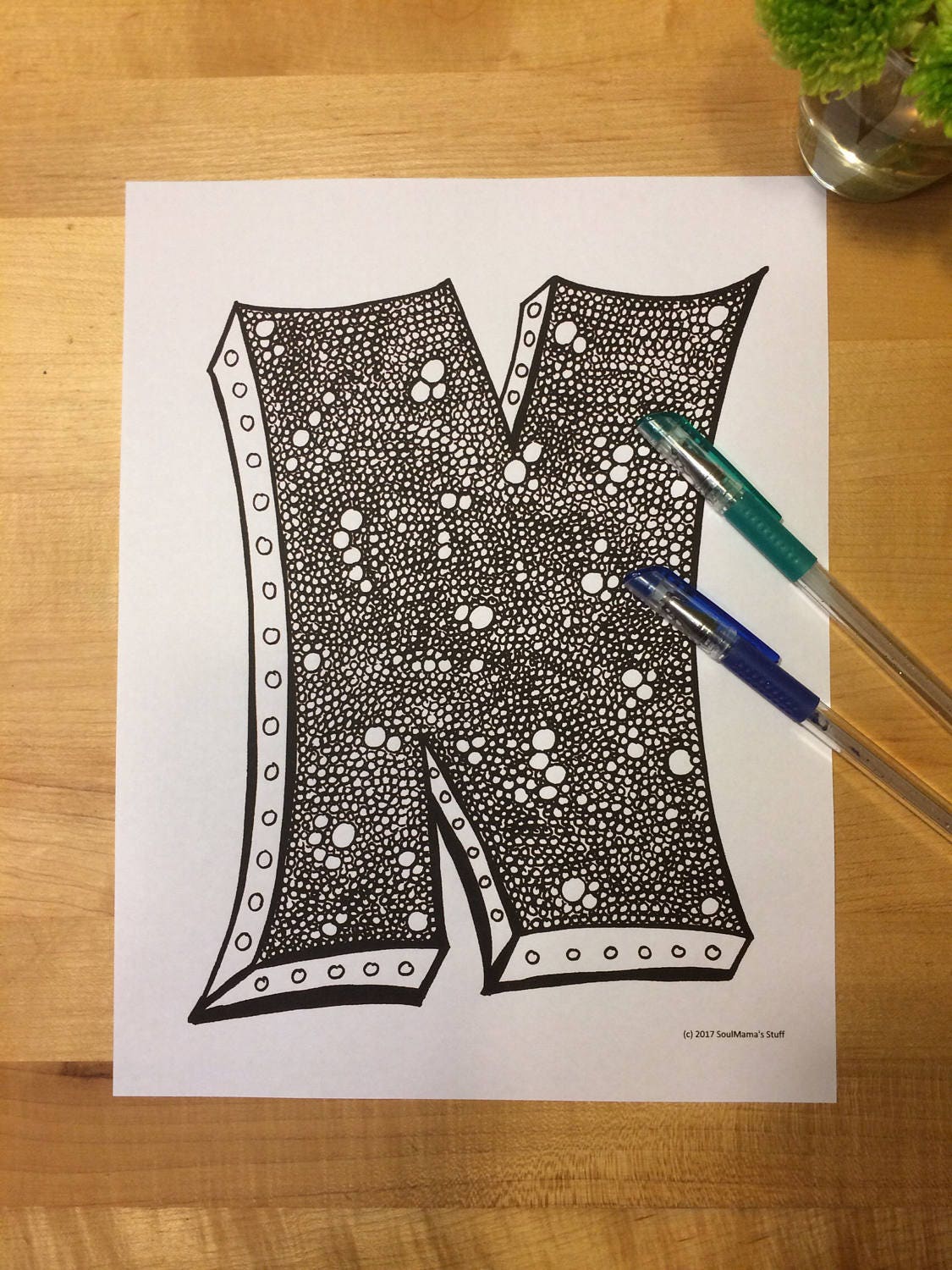 Tiny Bubbles Capital Letter N, Coloring Page, Digital Download ...