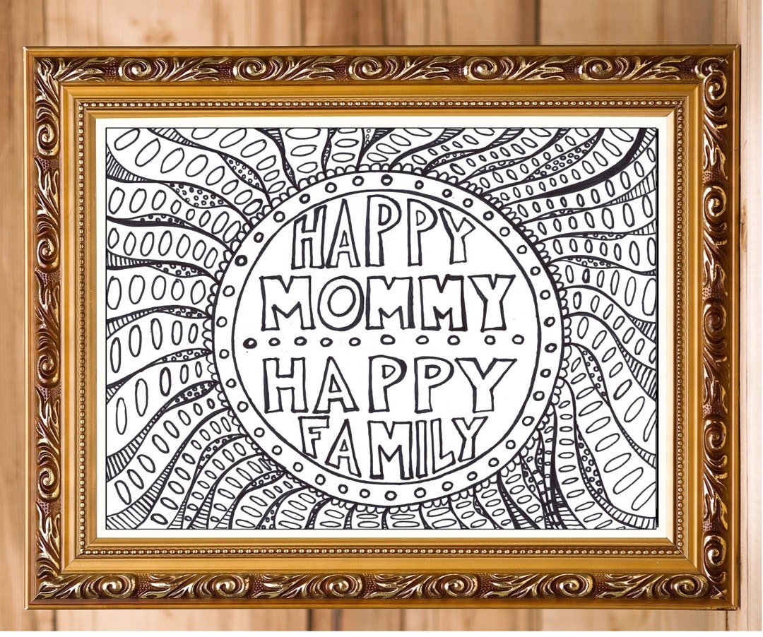 Happy Mommy Happy Family Coloring Page, Digital Download, Printable ...