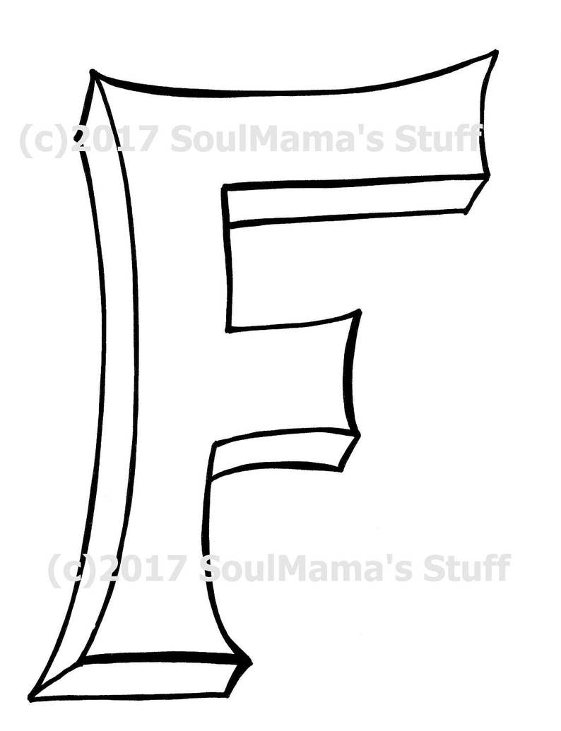 Blank Capital Letter F Coloring Page Digital Download | Etsy