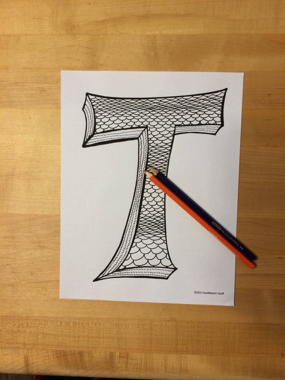 Mermaid Capital Letter T, Coloring Page, Digital Download, Printable ...