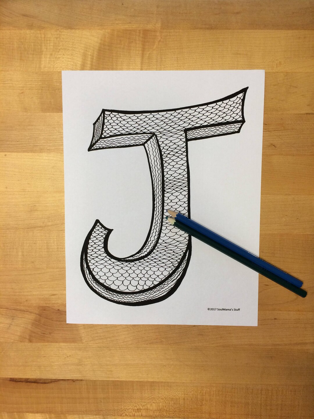 Mermaid Capital Letter J, Coloring Page, Digital Download, Printable ...