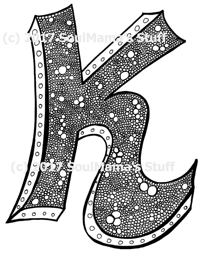 Tiny Bubbles Capital Letter K, Coloring Page, Digital Download ...