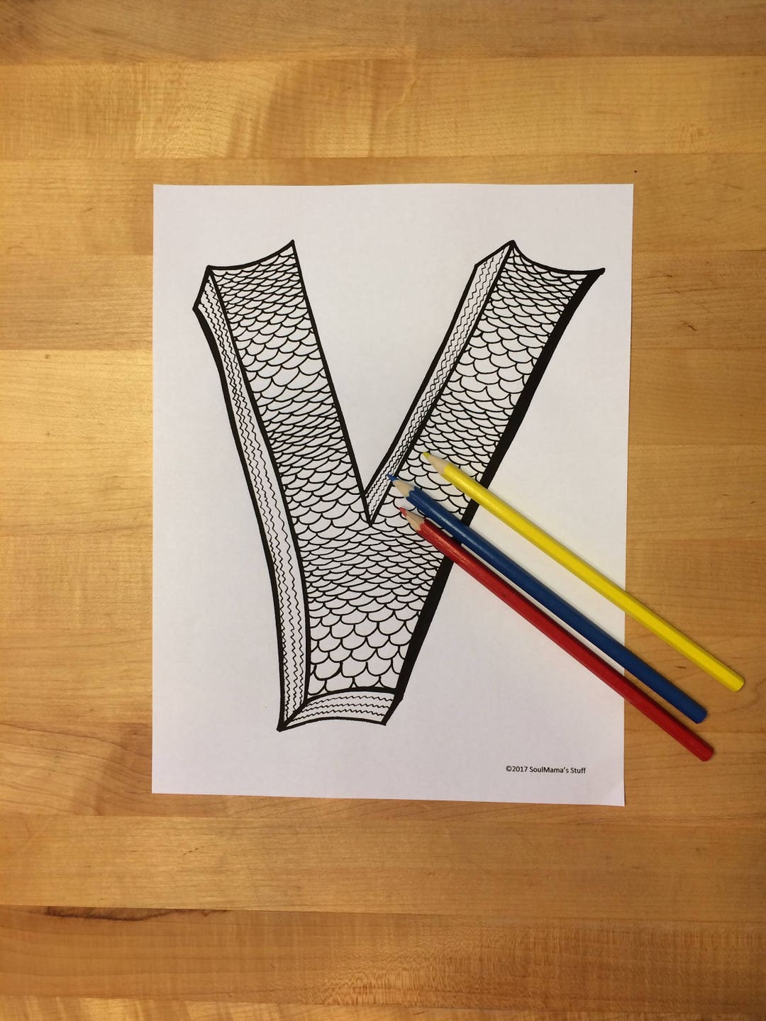 Mermaid Capital Letter V, Coloring Page, Digital Download, Printable ...