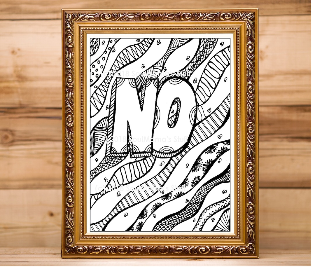 No Coloring Page, Digital Download, PDF, Adult Coloring, Anti-stress ...