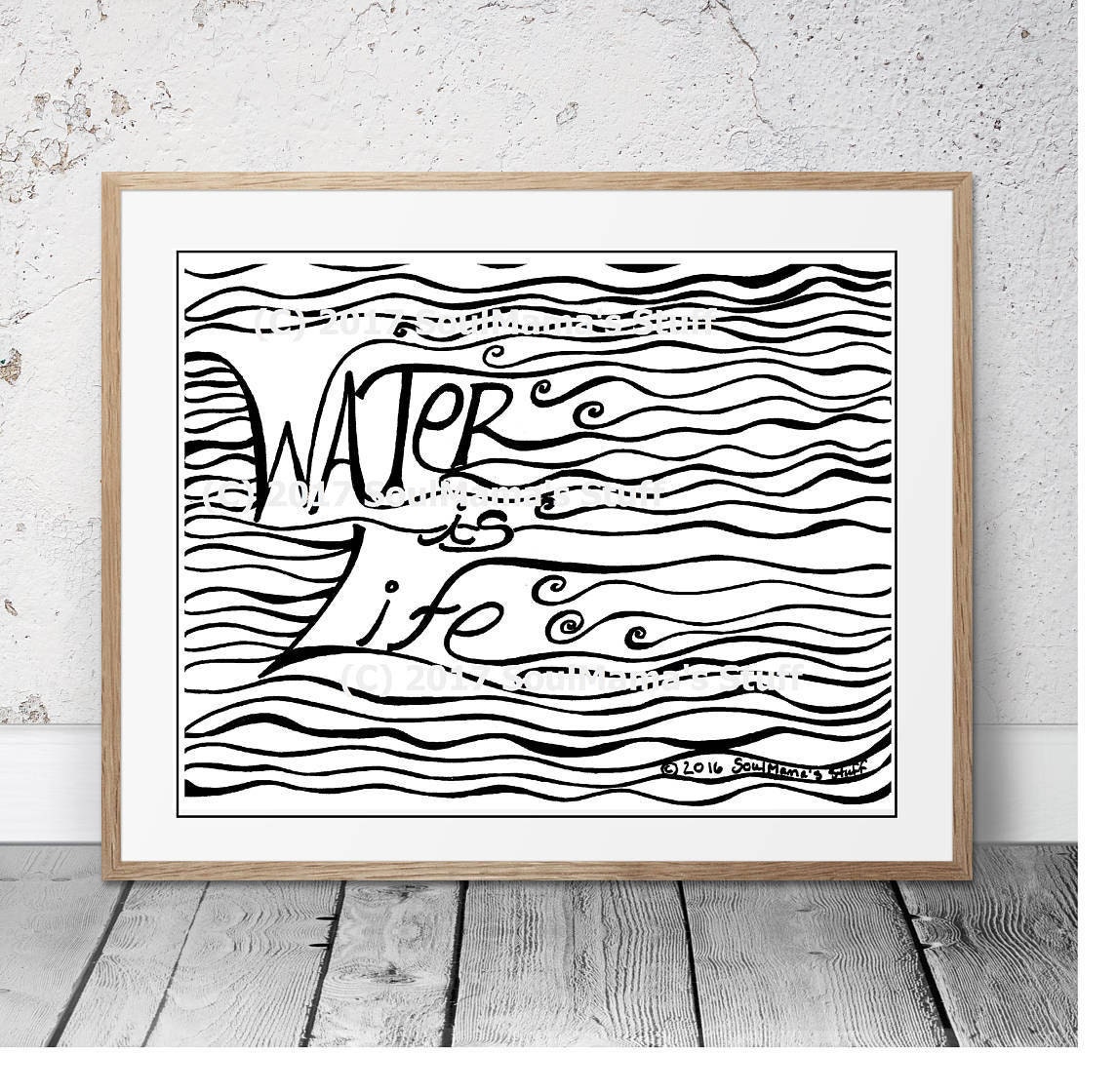 Water is Life, Coloring Page, Digital Download, 8.5X11 PDF, Black and ...