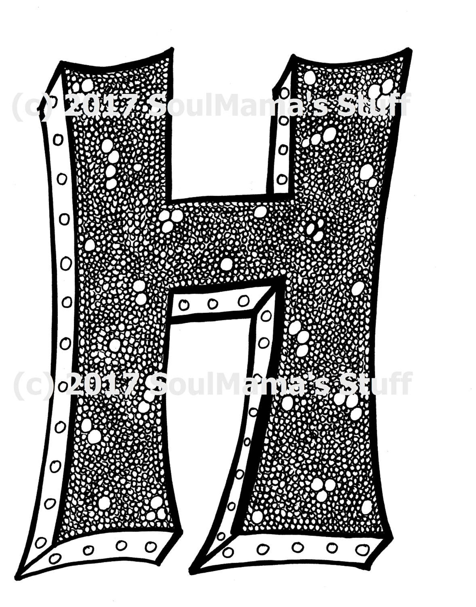 Tiny Bubbles Capital Letter H, Coloring Page, Digital Download ...