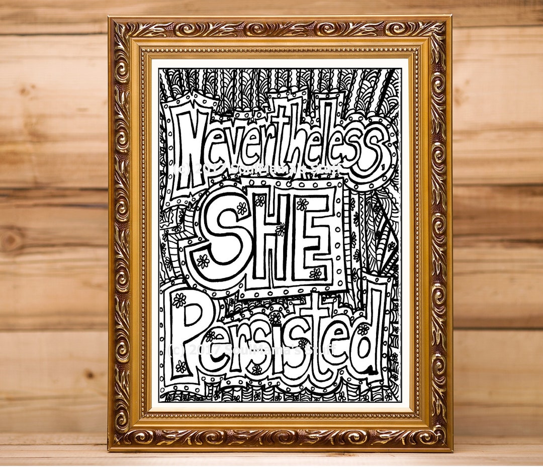 Nevertheless She Persisted, Coloring Page, Elizabeth Warren, Digital ...