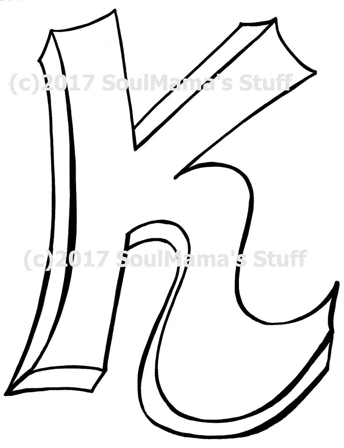 Blank Capital Letter K, Coloring Page, Digital Download, Printable ...