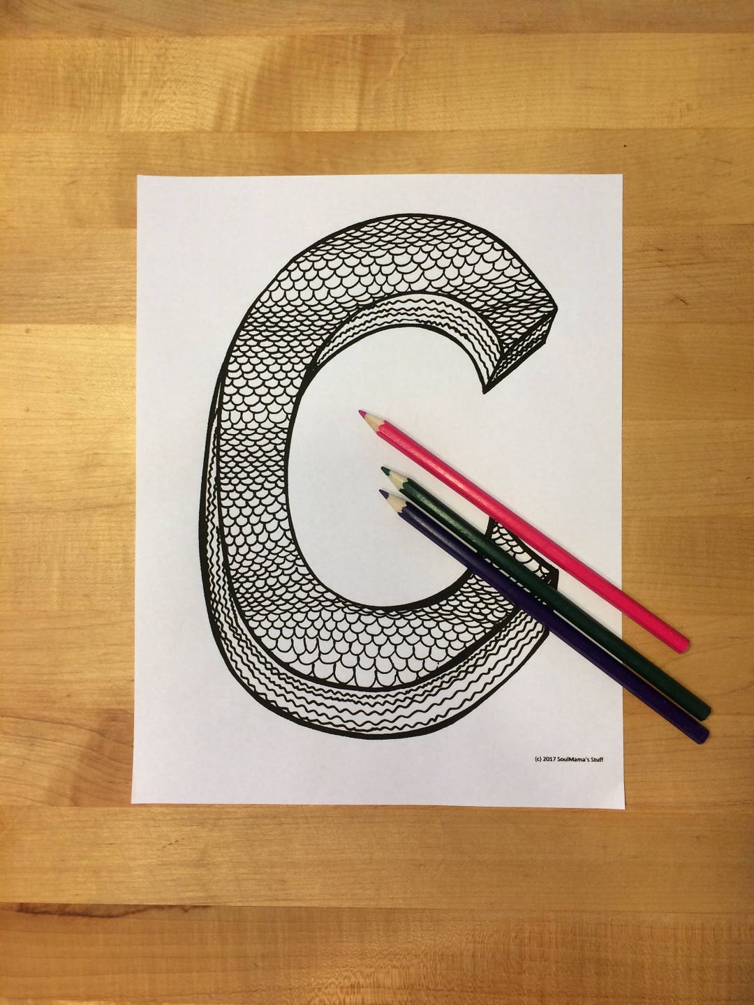 Mermaid Capital Letter C, Coloring Page, Digital Download, Printable ...