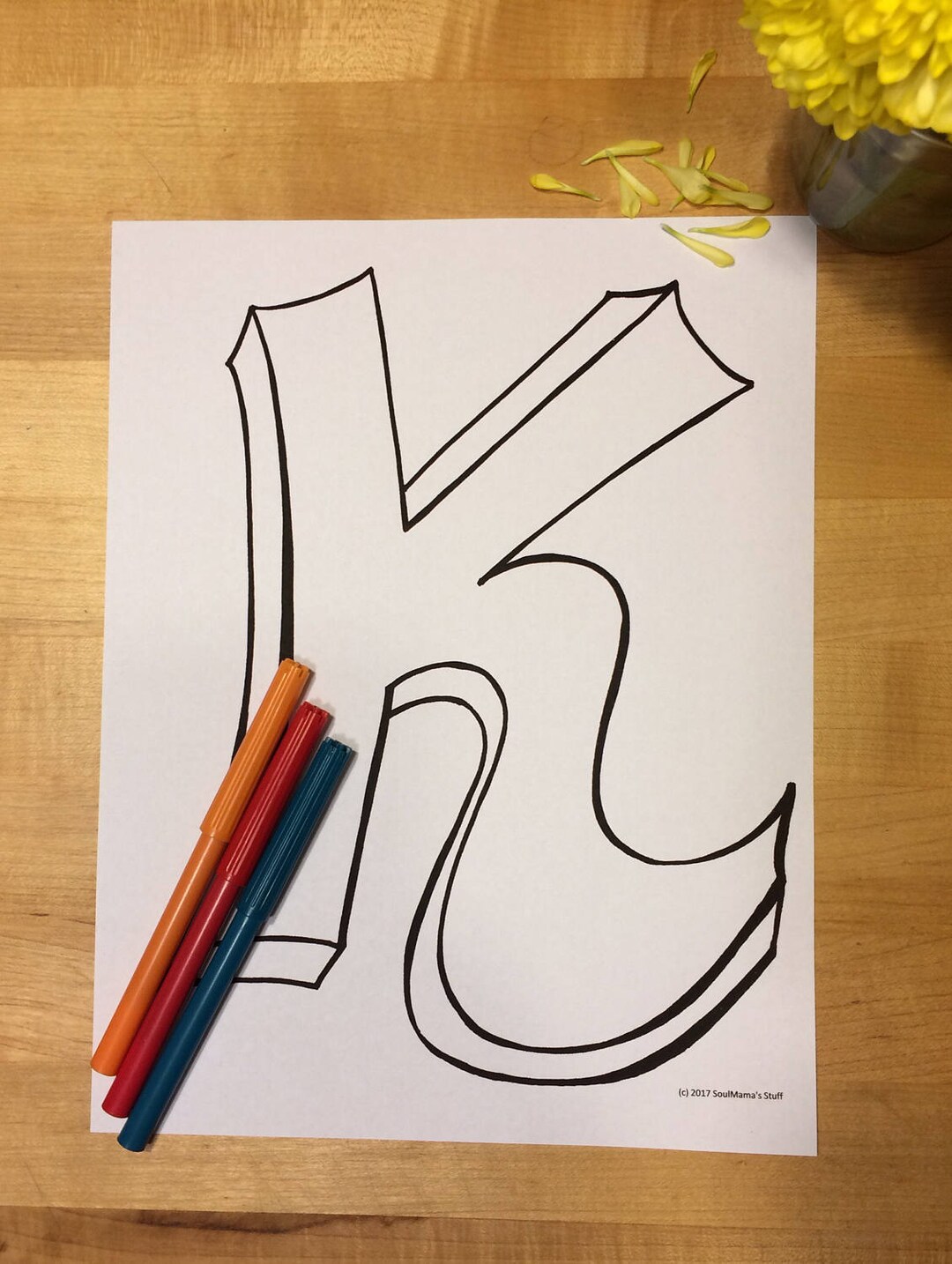 Blank Capital Letter K, Coloring Page, Digital Download, Printable ...