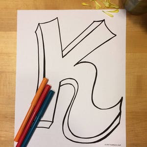 Blank Capital Letter K, Coloring Page, Digital Download, Printable ...