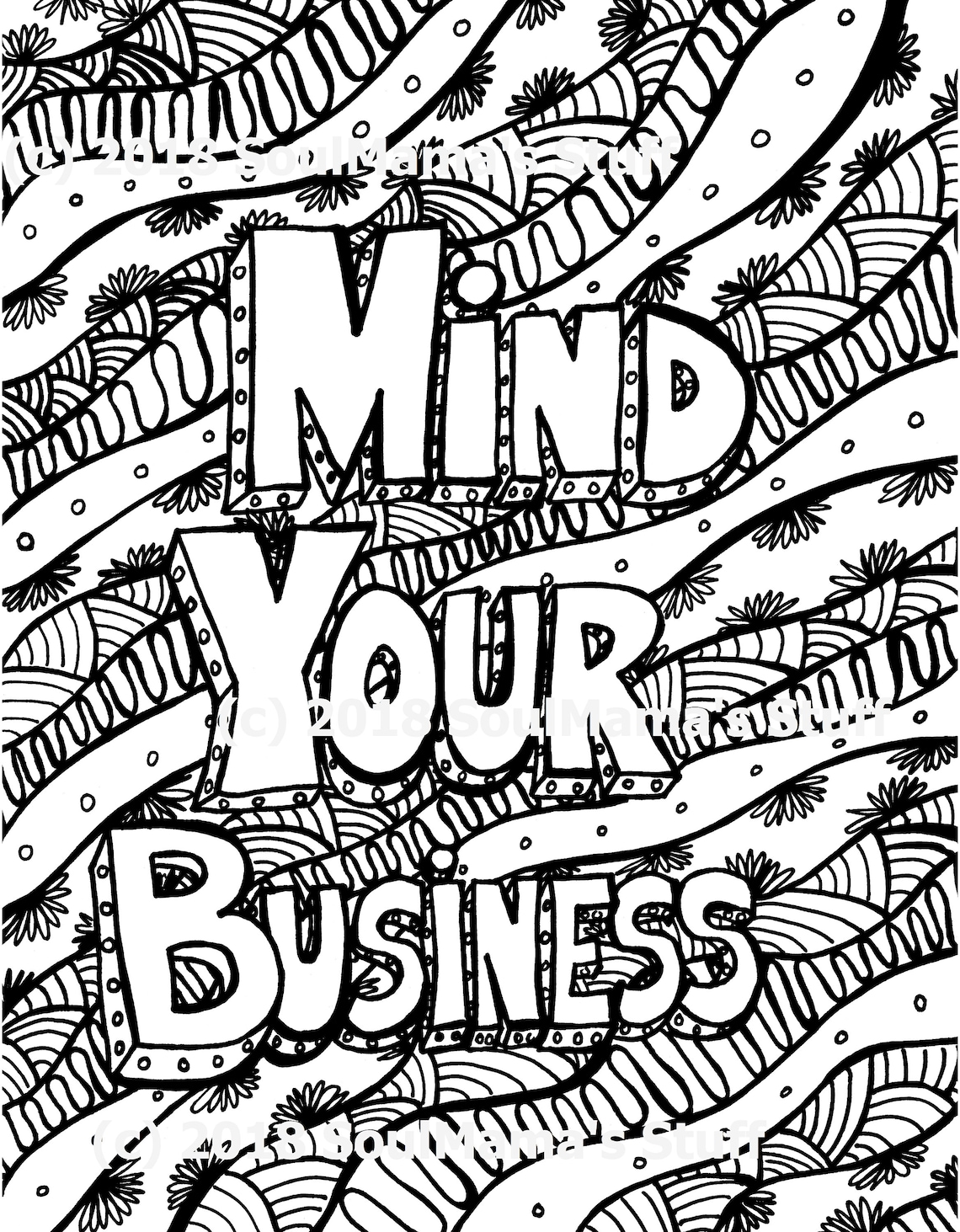 Mind Your Business, Coloring Page, Digital Download, PDF, Adult ...