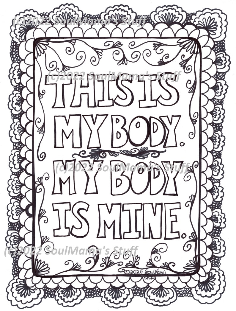 This is My Body, My Body is Mine Coloring Page, Digital Download, PDF ...