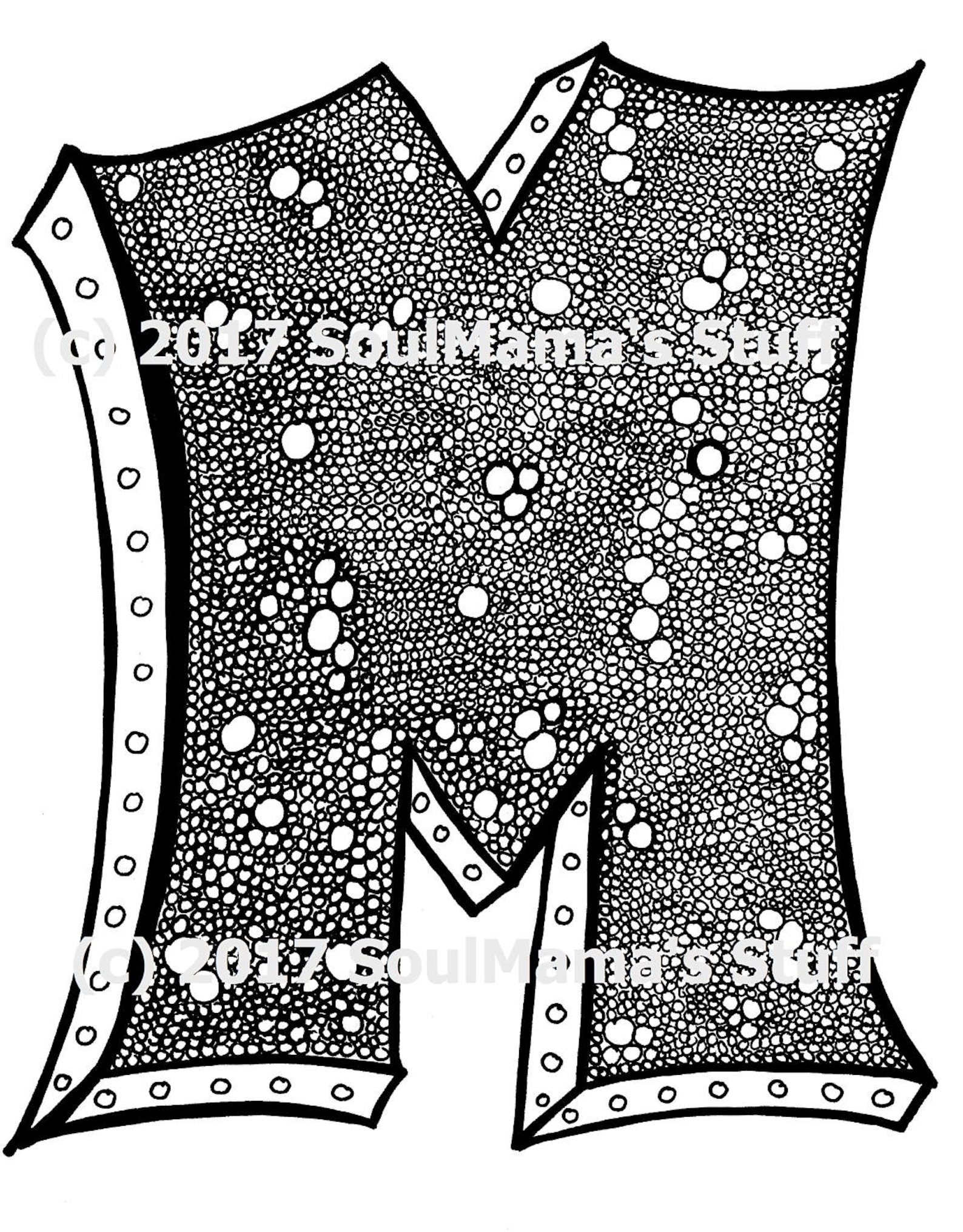 Tiny Bubbles Capital Letter M, Coloring Page, Digital Download ...