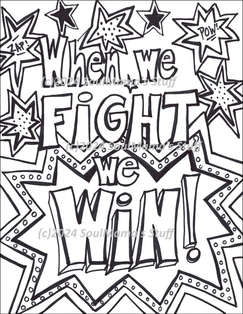 When We Fight We Win Coloring Page, Digital Download, PDF, Adult ...