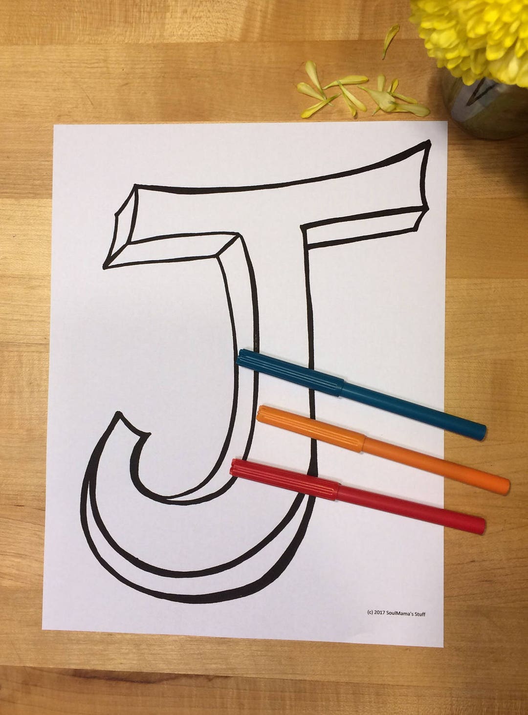 Blank Capital Letter J, Coloring Page, Digital Download, Printable ...