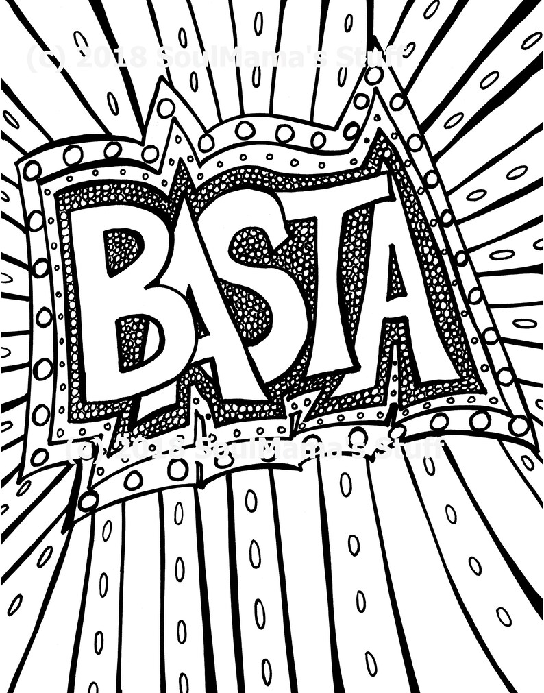 Basta Coloring Page, Digital Download, Printable Coloring Page, PDF ...