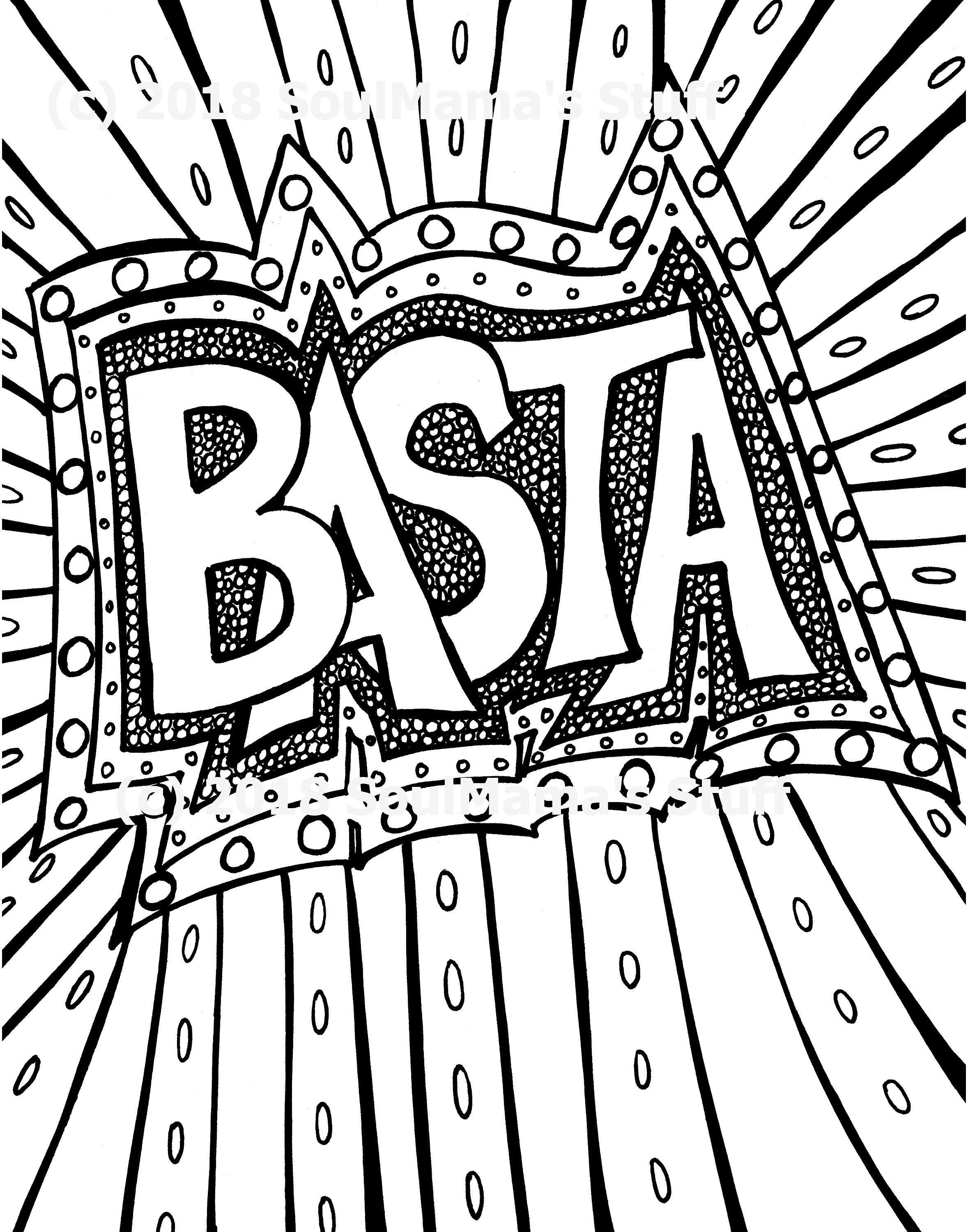 Basta Coloring Page, Digital Download, Printable Coloring Page, PDF ...