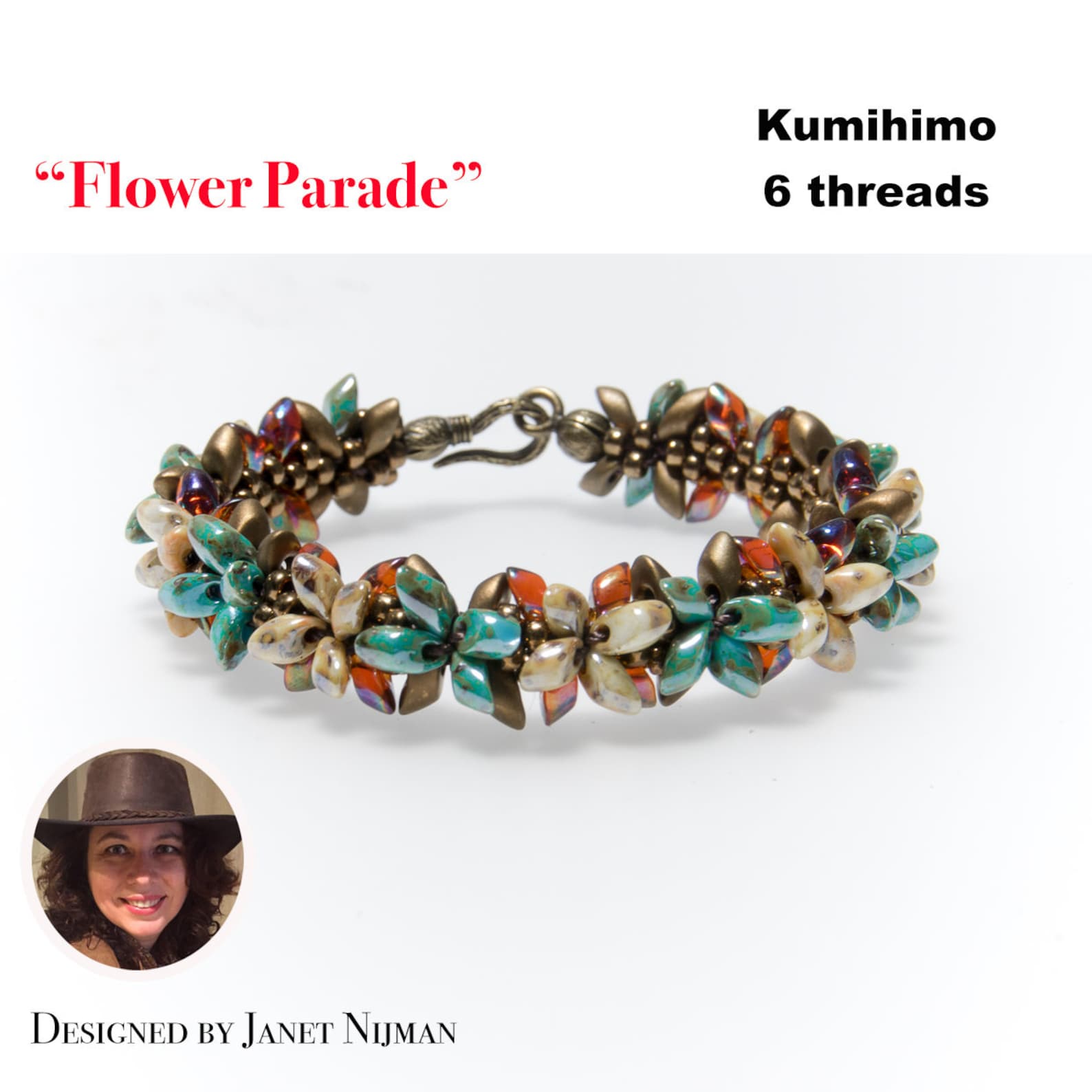 Kumihimo Pattern Tutorial 6 Threads Flower Parade Christmas Bracelet ...