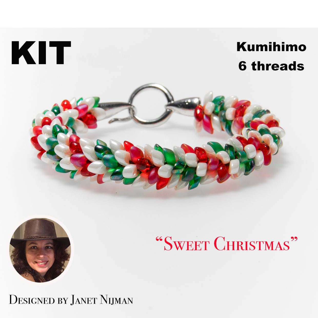 Kumihimo Kit Incl Pattern Tutorial 6 Threads Sweet Christmas Bracelet ...