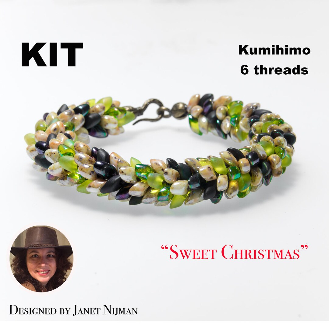 Kumihimo Kit Incl Pattern Tutorial 6 Threads Green Sweet Christmas ...