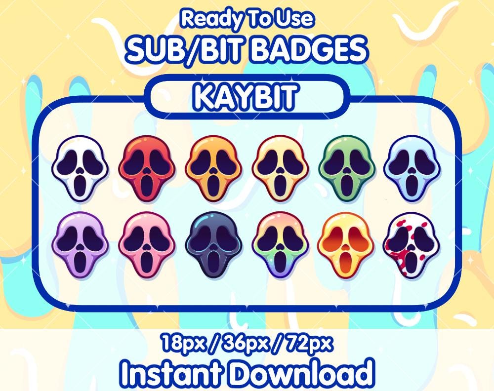 HORROR MASK Twitch Sub Badges | Bit Badges | Channel Point Icons | Sub ...
