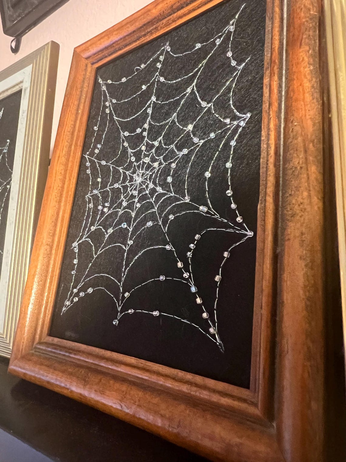 Silver Embroidered Hand Beaded Spiderweb - Etsy